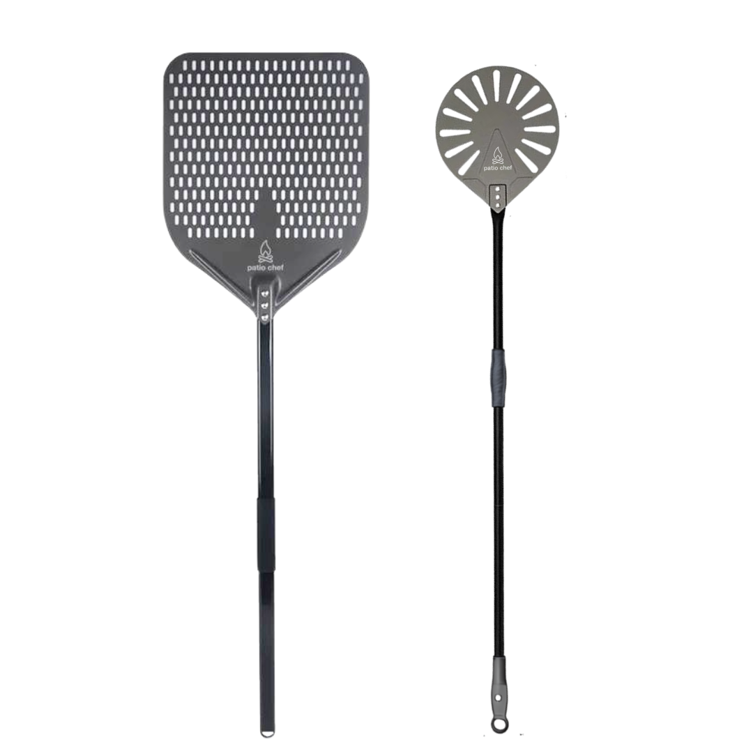 Pizza Peel Set - 14 Inch Long Handle Pizza Peel + 9 Inch Long handle T ...